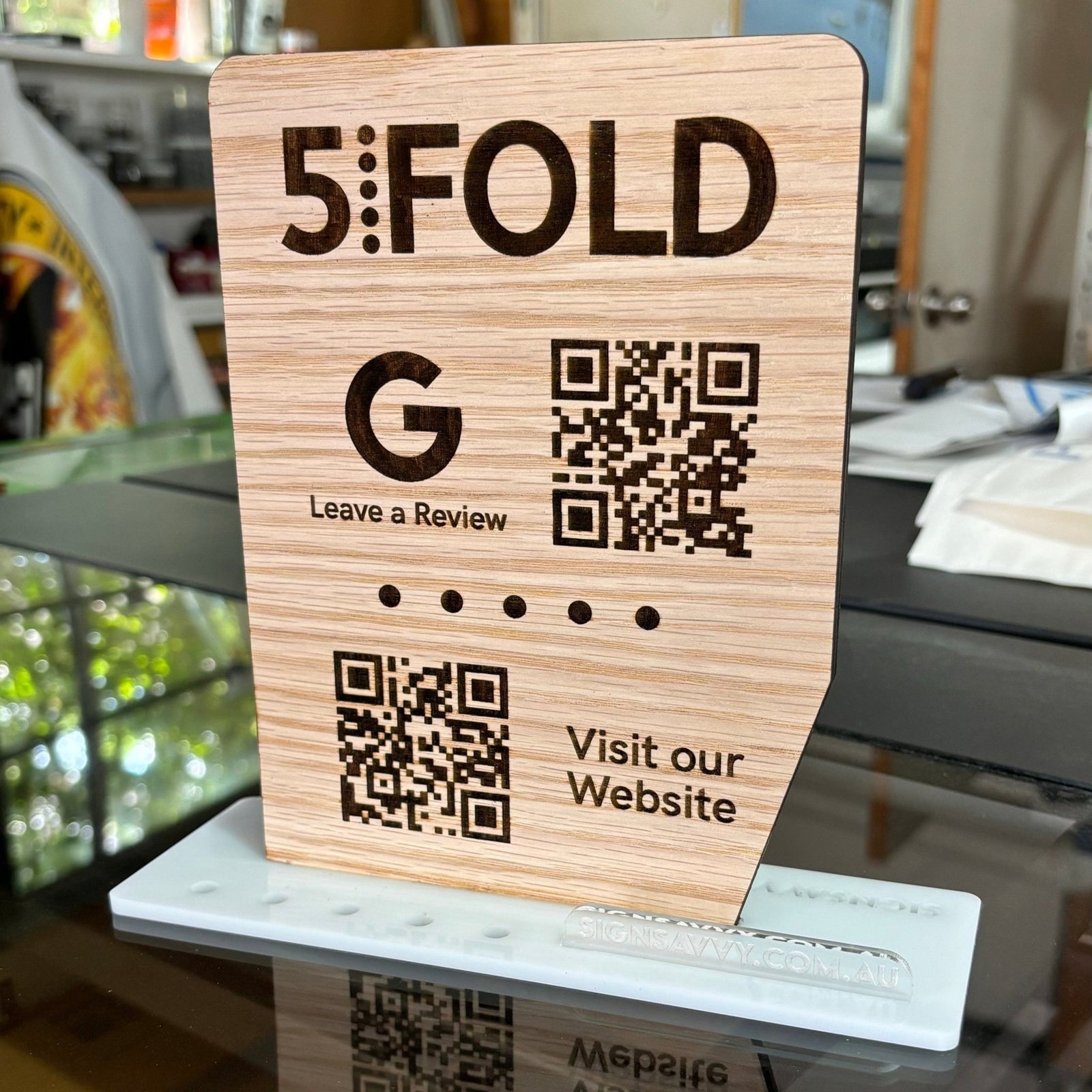 Modern QR Code Desktop Stand – Drew's Sign It Pty Ltd