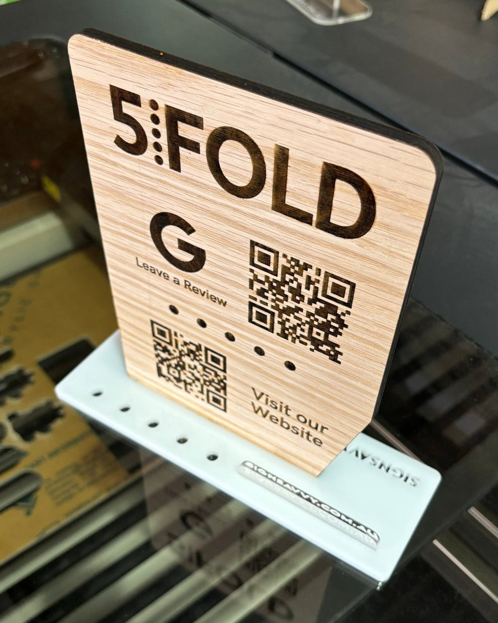 Modern QR Code Desktop Stand – Drew's Sign It Pty Ltd
